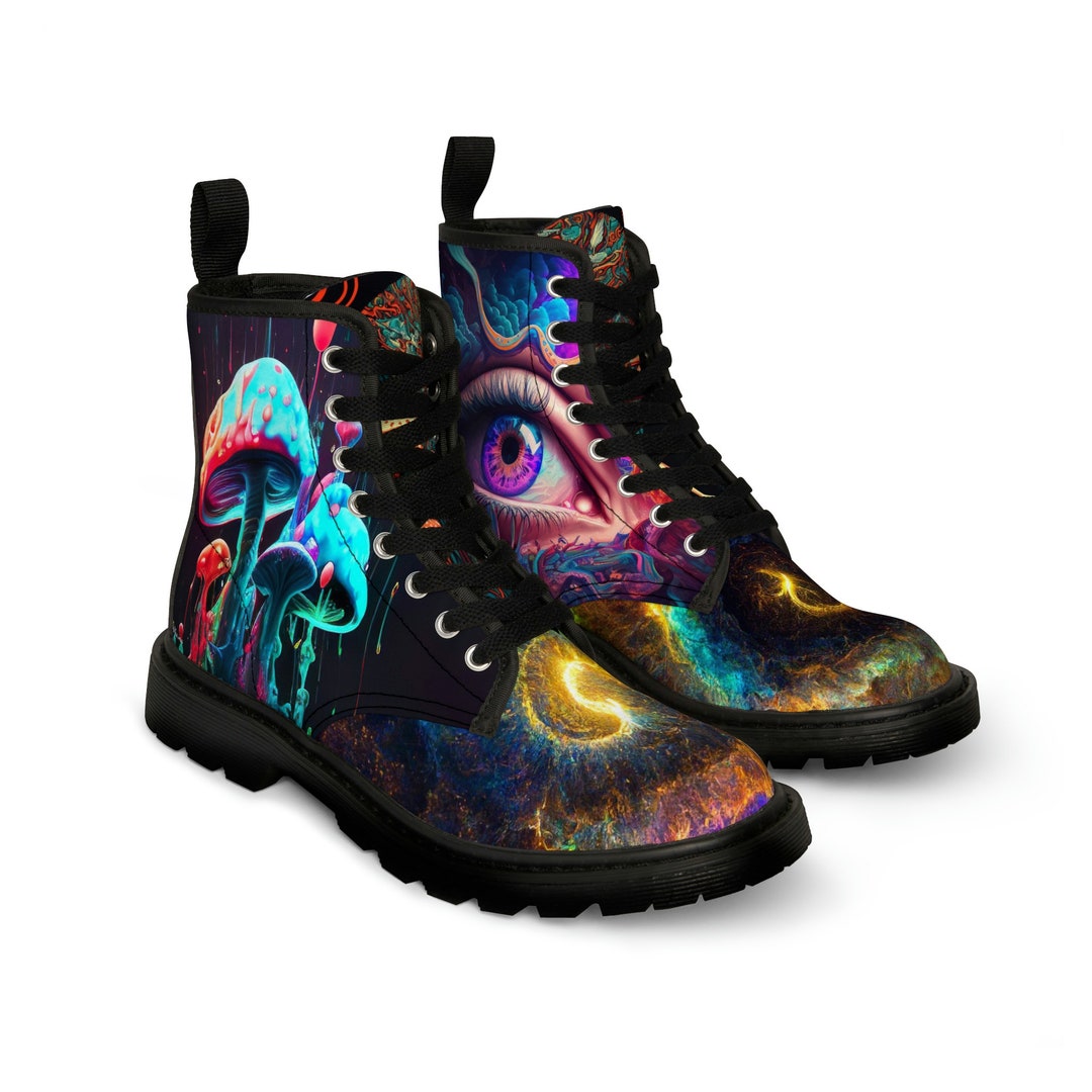 Men's Psychedelic Mushroom Inspired Boots - Etsy