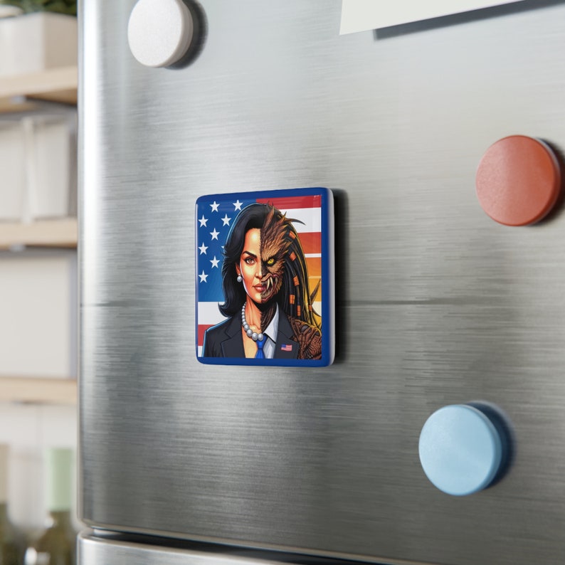 Kamala Harris Predator Parody Magnet Democrat Porcelain Square Fridge ...
