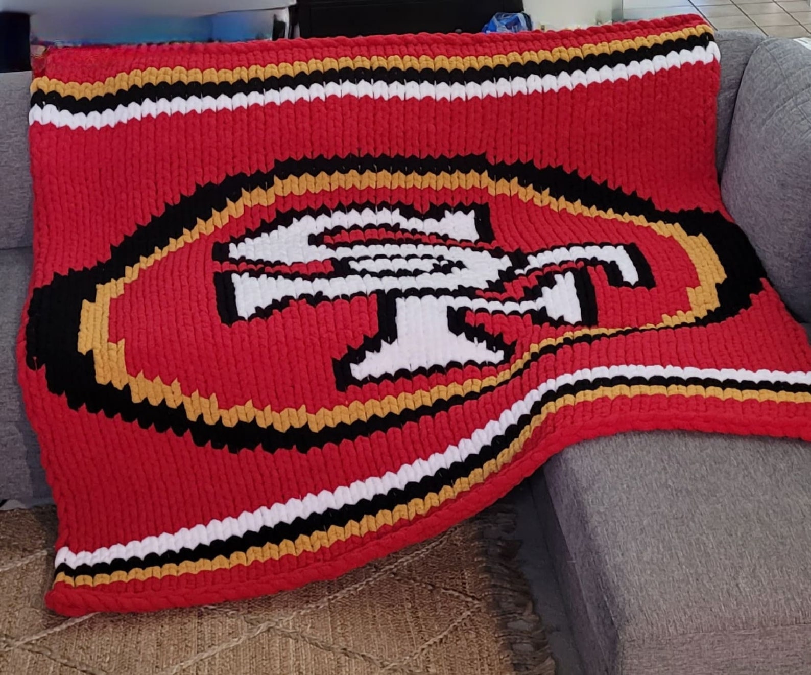 San Francisco 49ers Chunky Hand Knit Blanket - Etsy