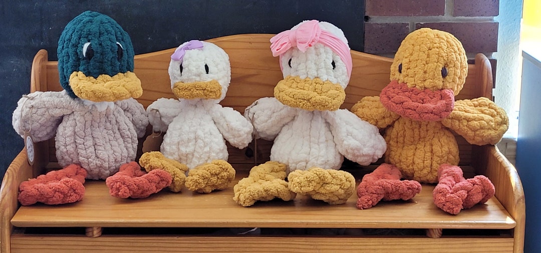 Chunky Hand Knit Duck Snugglers/white/yellow/mallard - Etsy