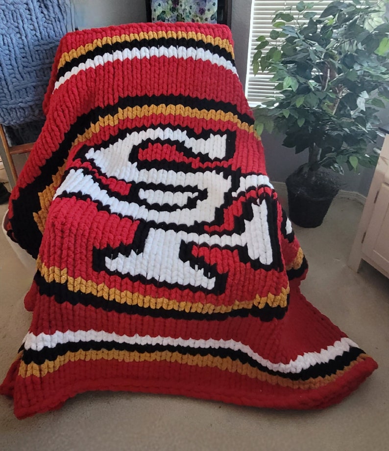 San Francisco 49ers Chunky Hand Knit Blanket - Etsy