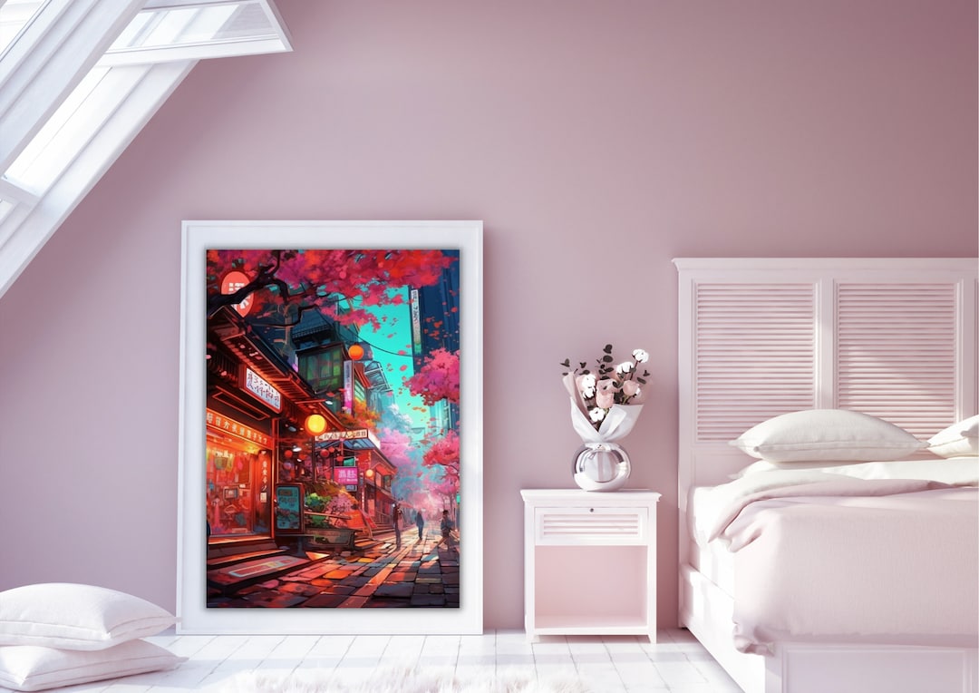 Neon Nights: Japan Streets by Night Posters, Neon Lights, Sakura, Wall ...