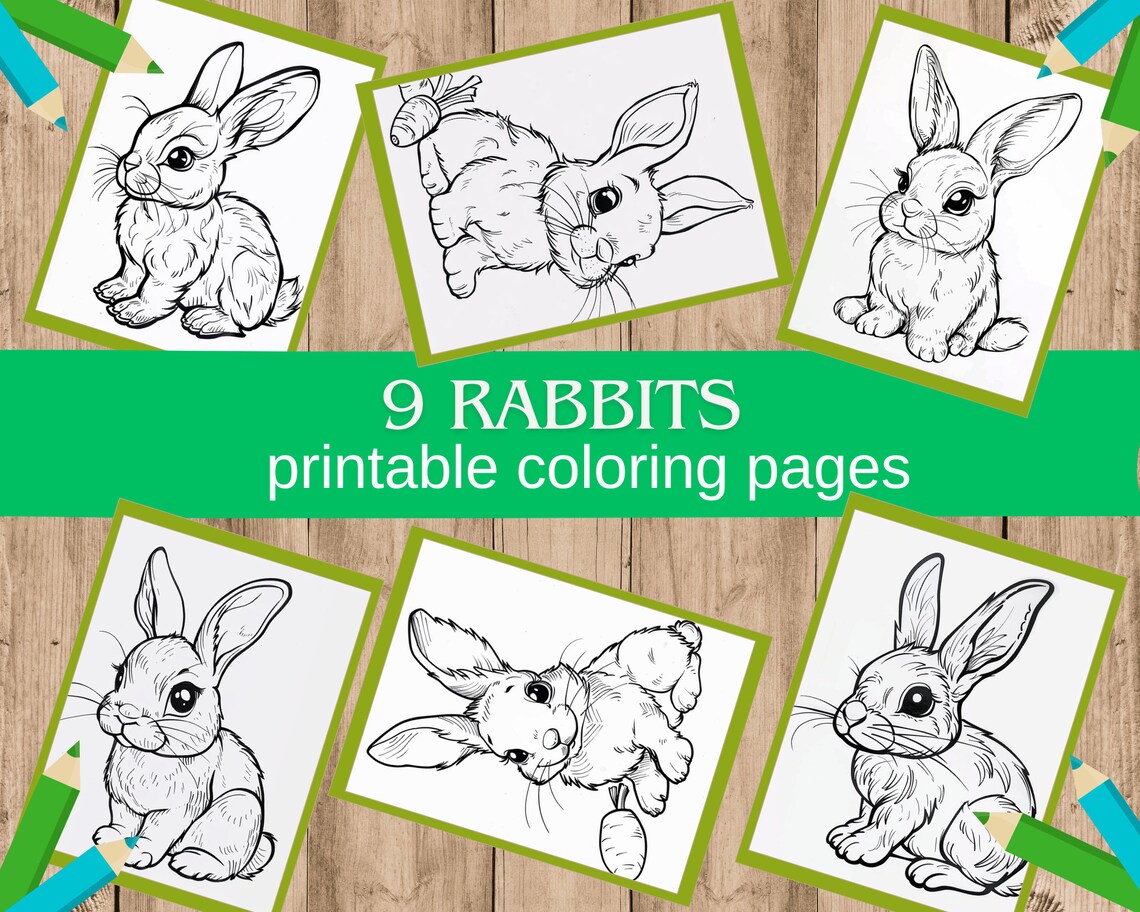 9 Rabbit Bunny Dinosaur Coloring Pages for Kids Toddlers Preschoolers ...