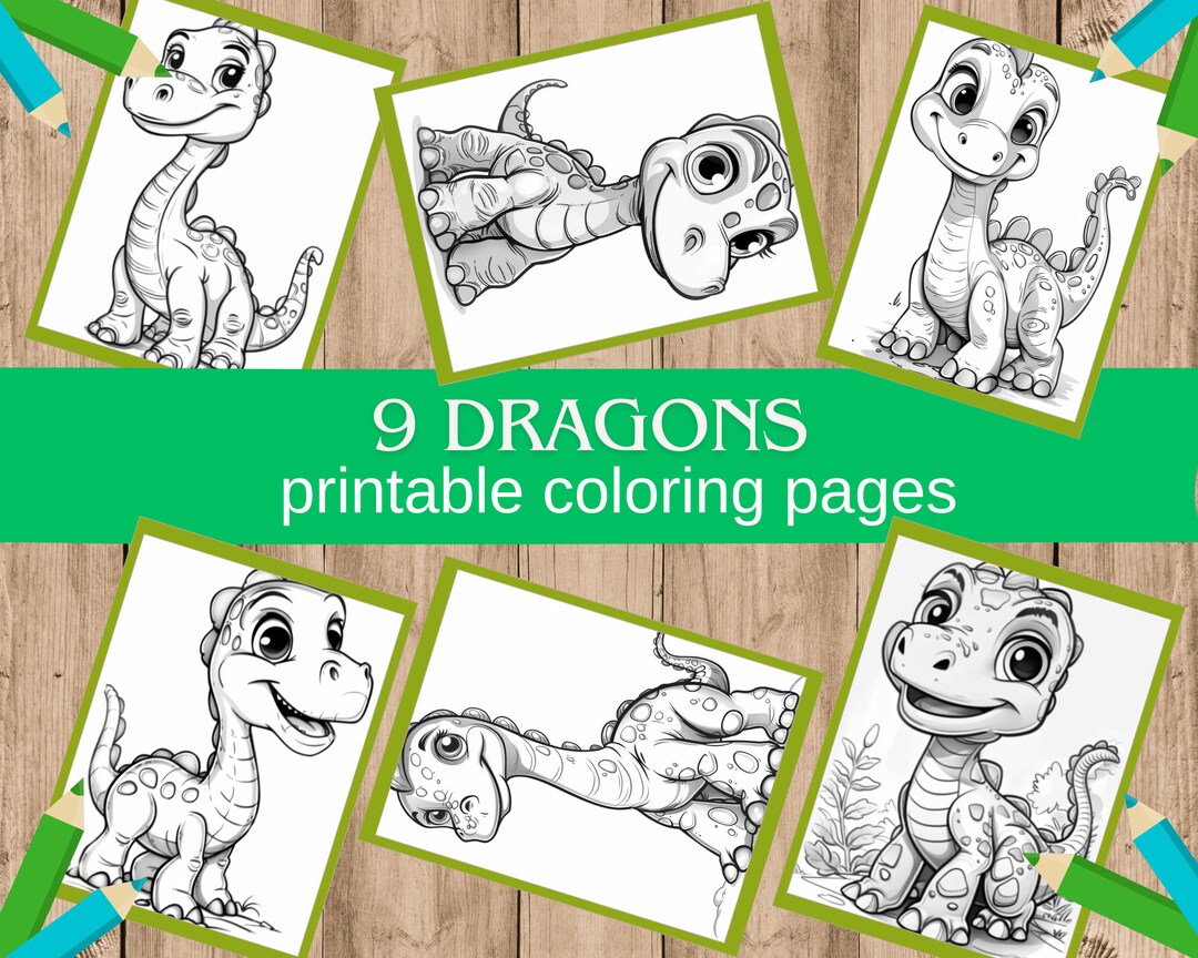 9 Dragons Dinosaur Coloring Pages for Kids Toddlers Preschoolers ...