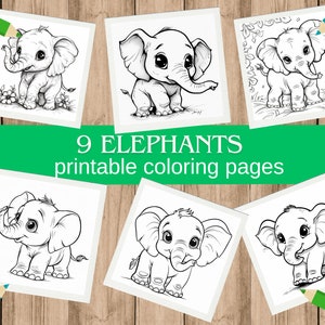 9 Elephants Bunny Coloring Pages for Kids Toddlers Preschoolers ...