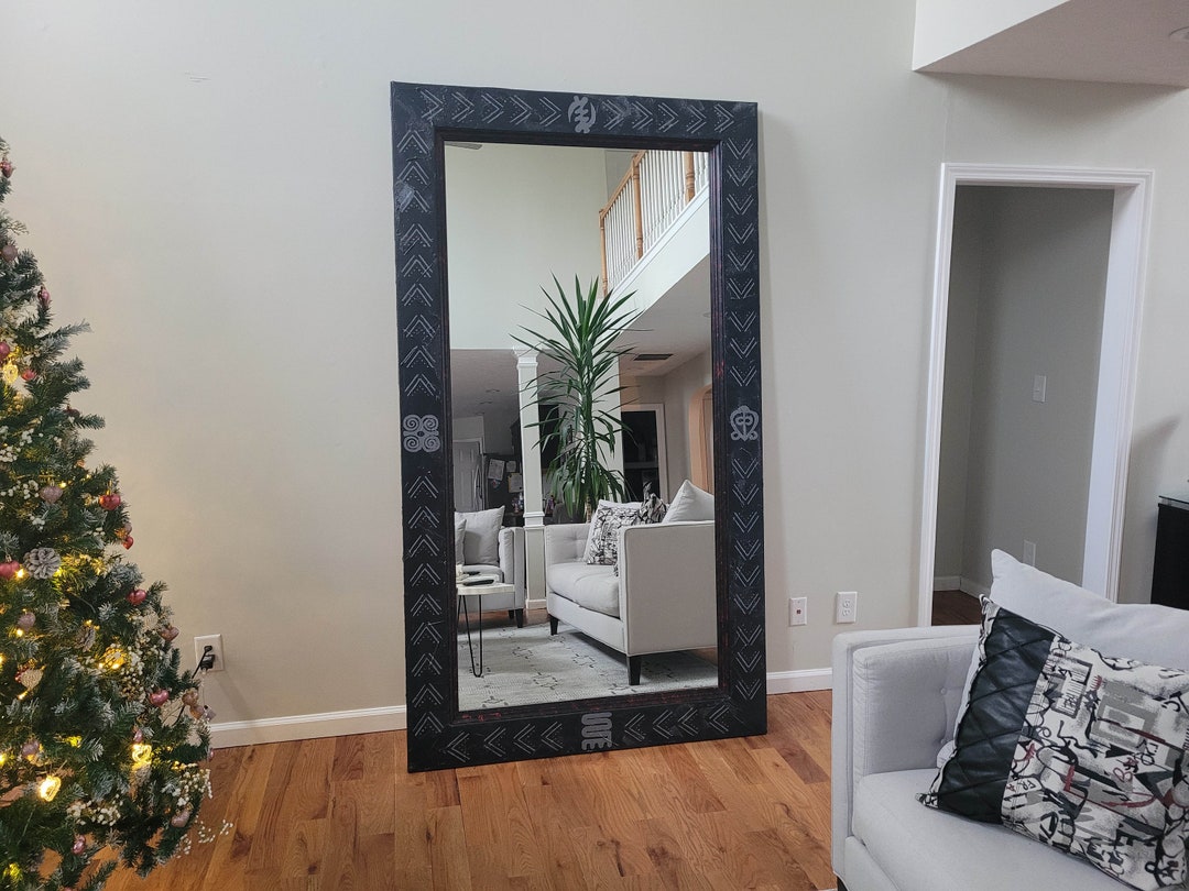 Handcrafted West African–inspired Sculptural Floor Mirror | Oversized ...