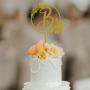 Floral Cake Topper | Initial Cake Toppers | Wedding Cake Toppers ...