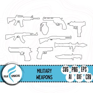 Military Weapons SVG Cut Files, Guns Laser Cut File (digital Download ...