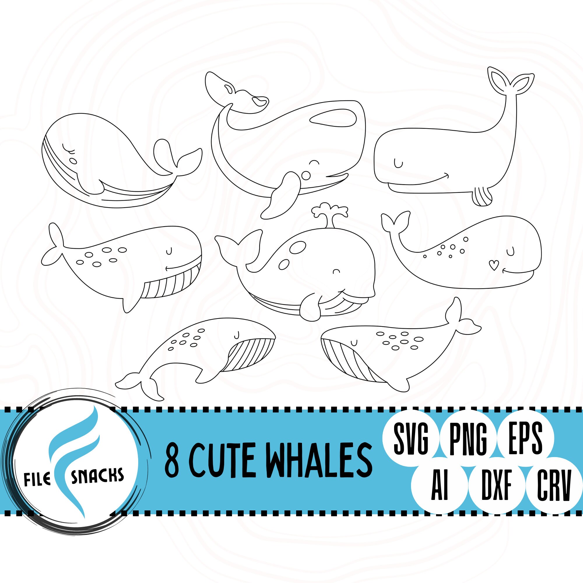 Cute Whales SVG | 8 Whale Svg Files | Fish SVG Files | Omtech Cutting ...