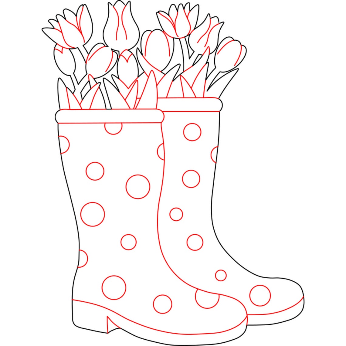 Spring Tulip Rain Boots SVG Garden Svg File File Snacks Laser SVG File ...