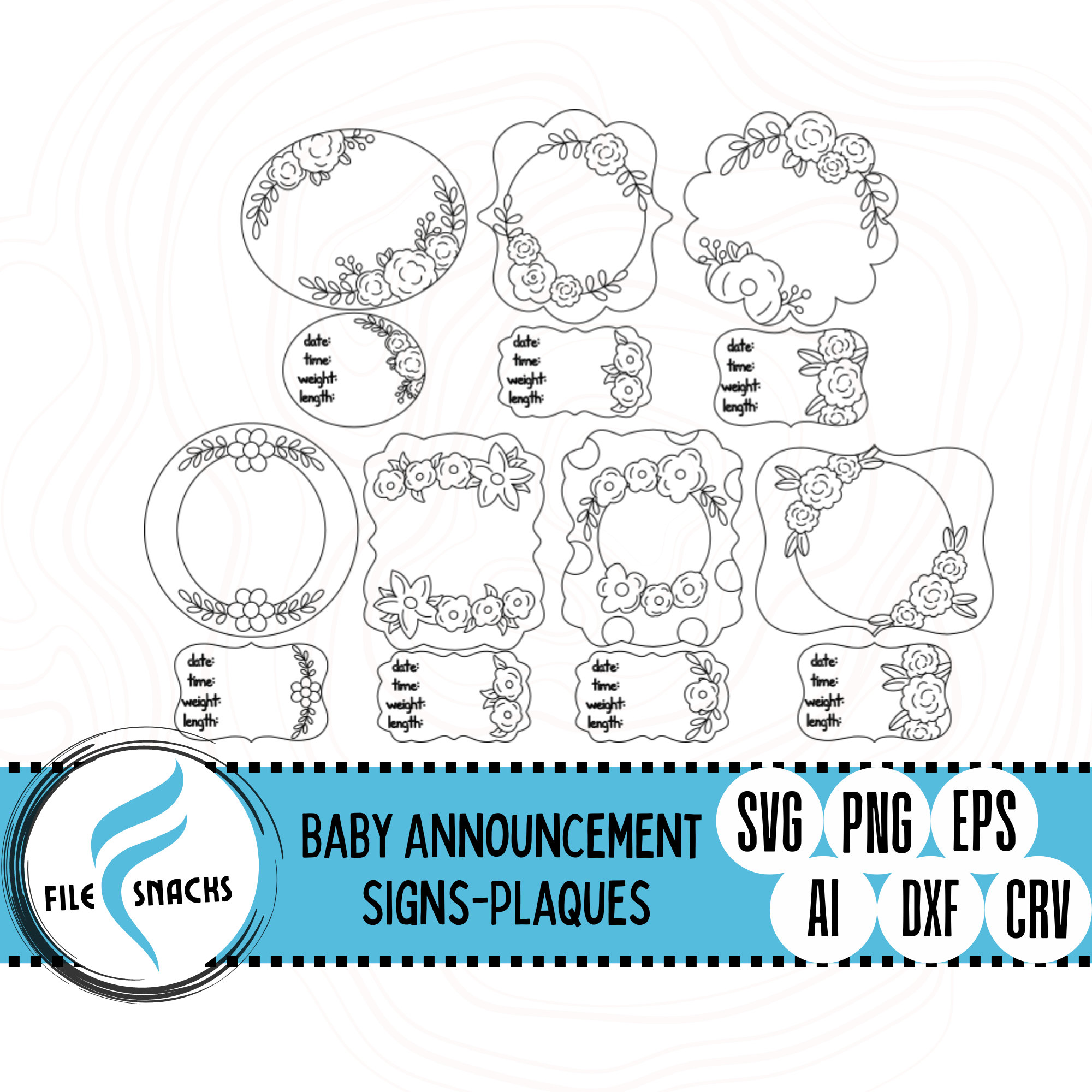 Baby Announcement Sign SVG | Laser Cut File, Floral Frame (digital ...