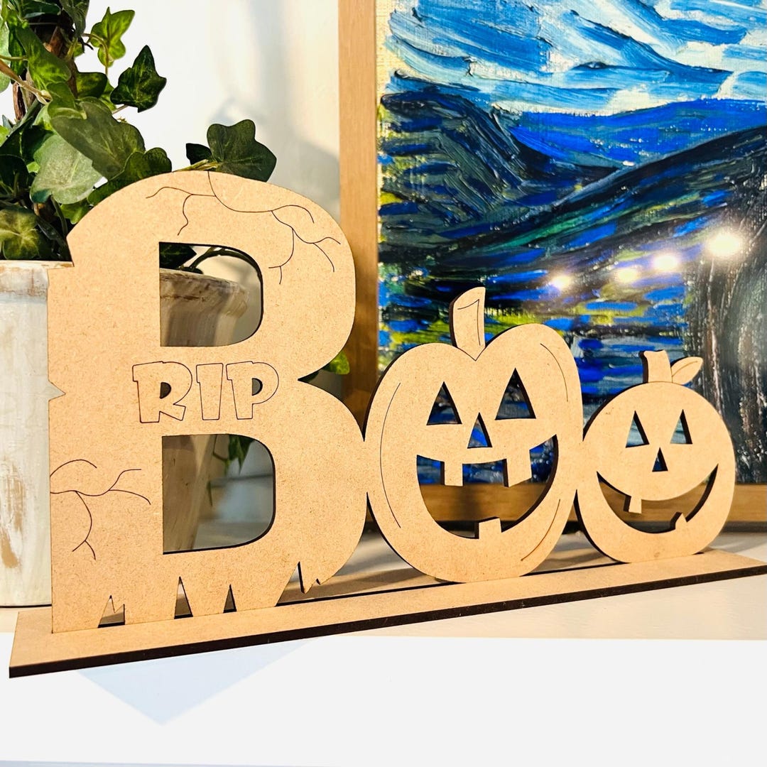 Boo Mantel Decor SVG, Halloween Shelf Decor Cut File, Pumpkin Svg ...
