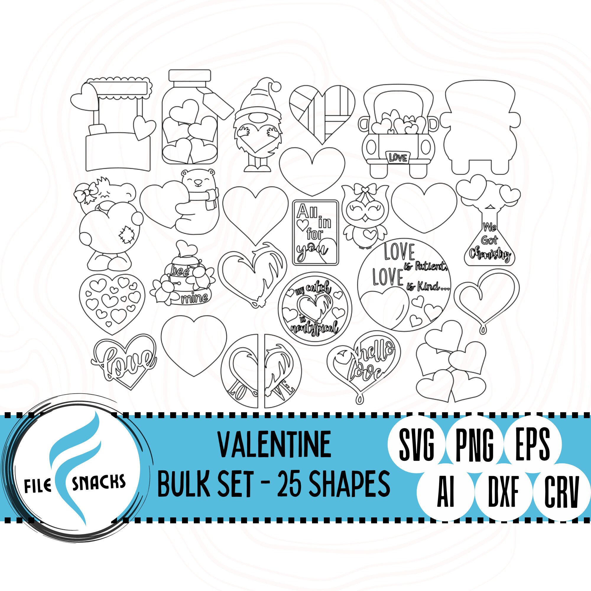 25 Valentine's Shapes SVG | Valentine Bulk Cut Files | Laser SVG Files ...