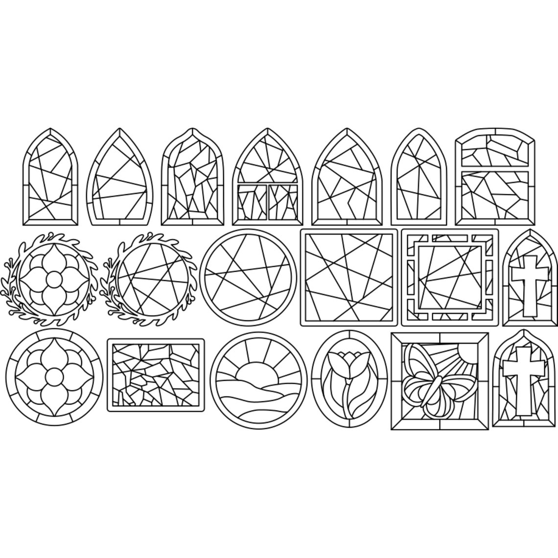19 Beautiful Stained Glass Designs SVG | Geometric File | Laser SVG ...