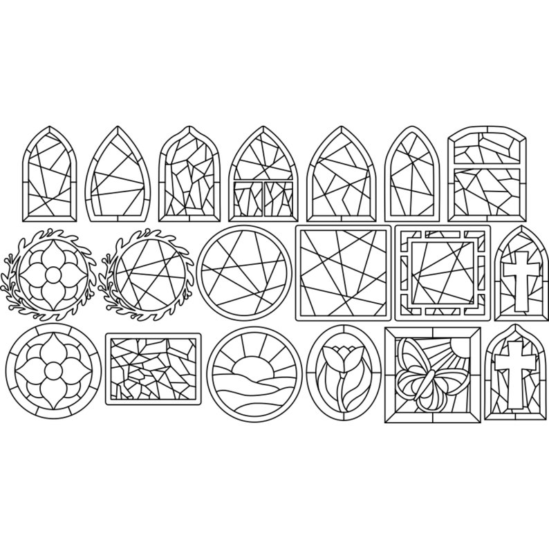 19 Beautiful Stained Glass Designs SVG | Geometric File | Laser SVG ...