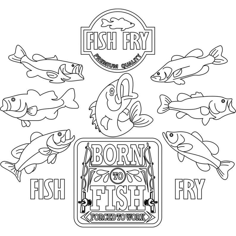 Fish Fry Sign SVG Bass Fish Svg Files Trout Fish SVG Files Omtech ...