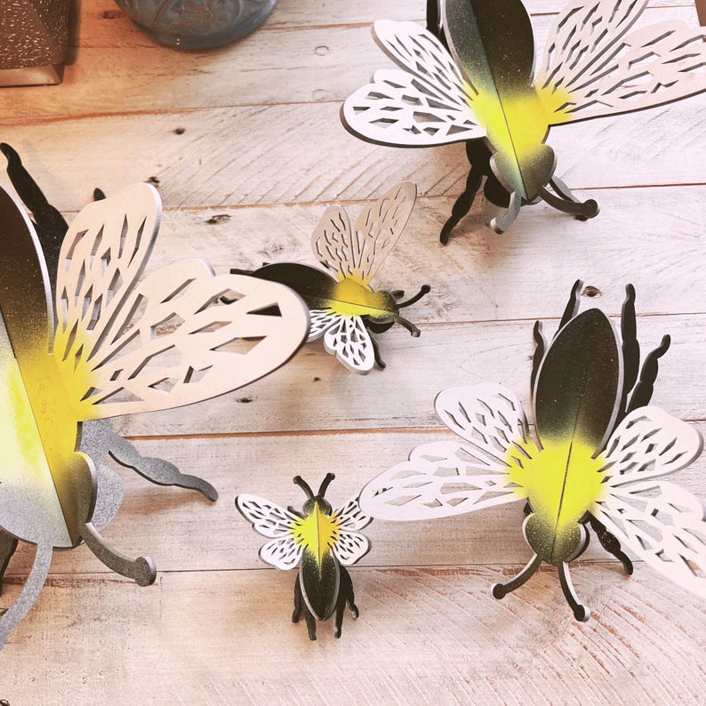 3D Bees SVG, Freestanding Insects Cut File (digital Download) - Etsy