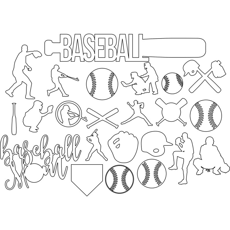 Baseball Sports Shapes SVG Baseball Svg Laser SVG Files Omtech Cutting ...