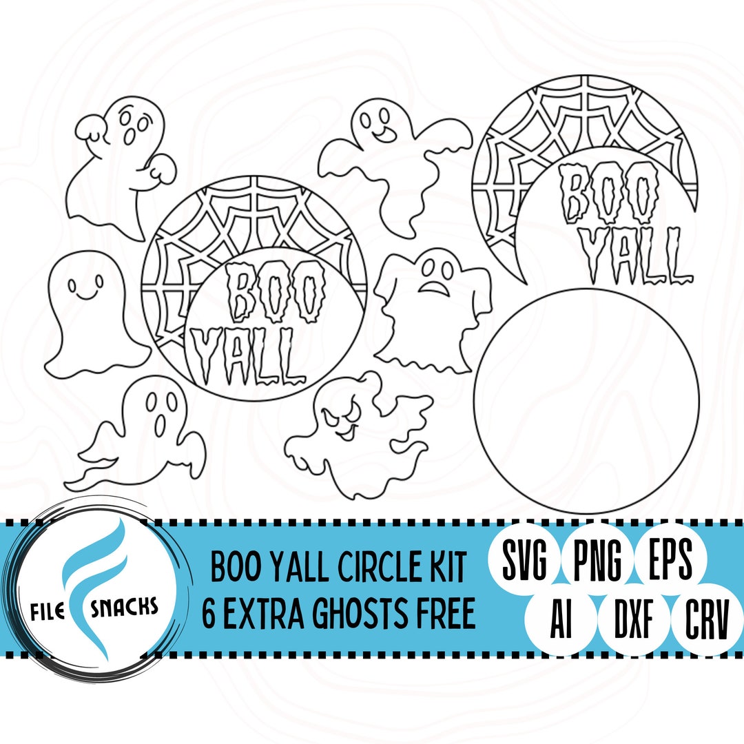 Round Boo Yall Kit SVG | Cute Ghost Cut Files | Halloween | Laser SVG ...