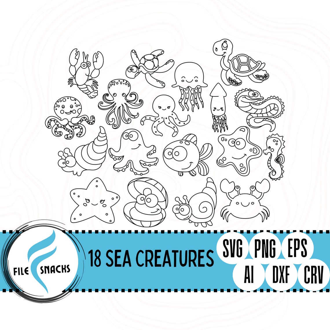 Sea Creatures SVG | 18 Ocean Animals Cut Files (digital Download) - Etsy