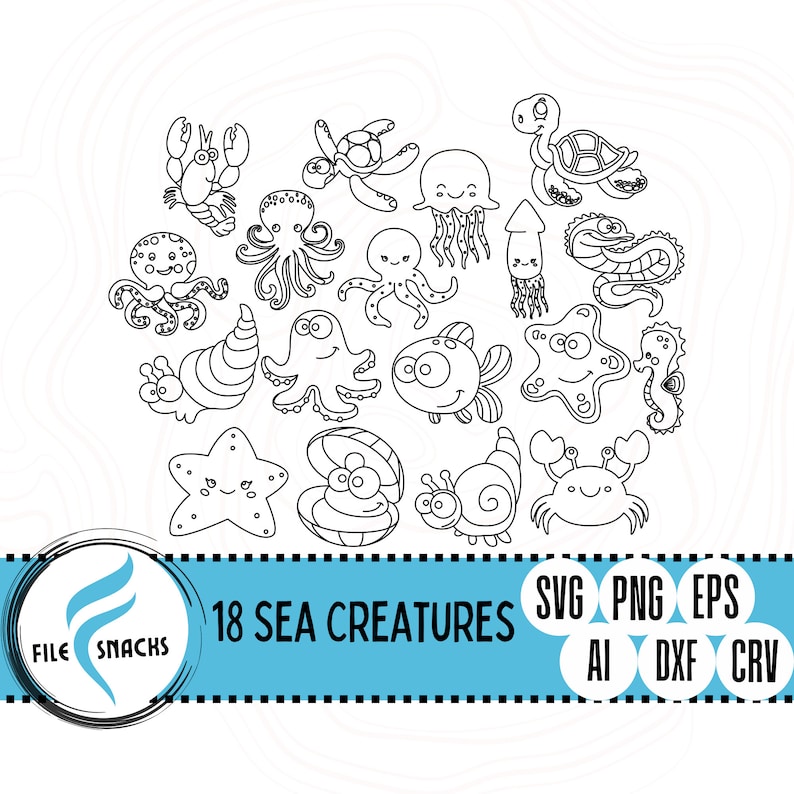 18 Sea Creatures SVG | Ocean Svg Files | File Snacks Svg | Laser SVG ...