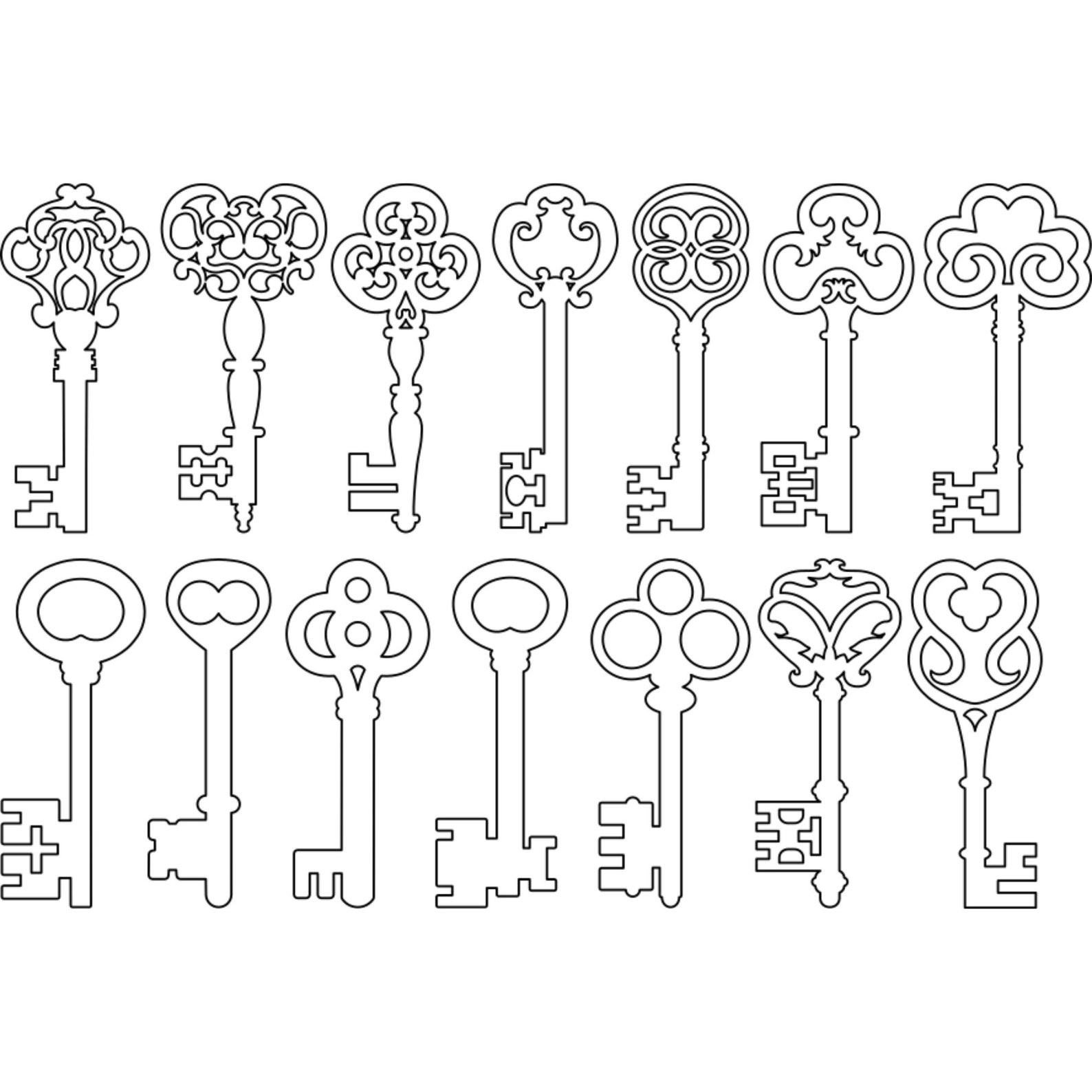 14 Skeleton Keys SVG | Master Set of Keys Svg Files | House Key SVG ...