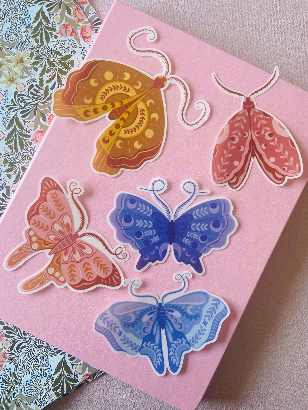 Lunar Moth Stickers | Celestial Moth Stickers | Moth Stickers | Clear ...