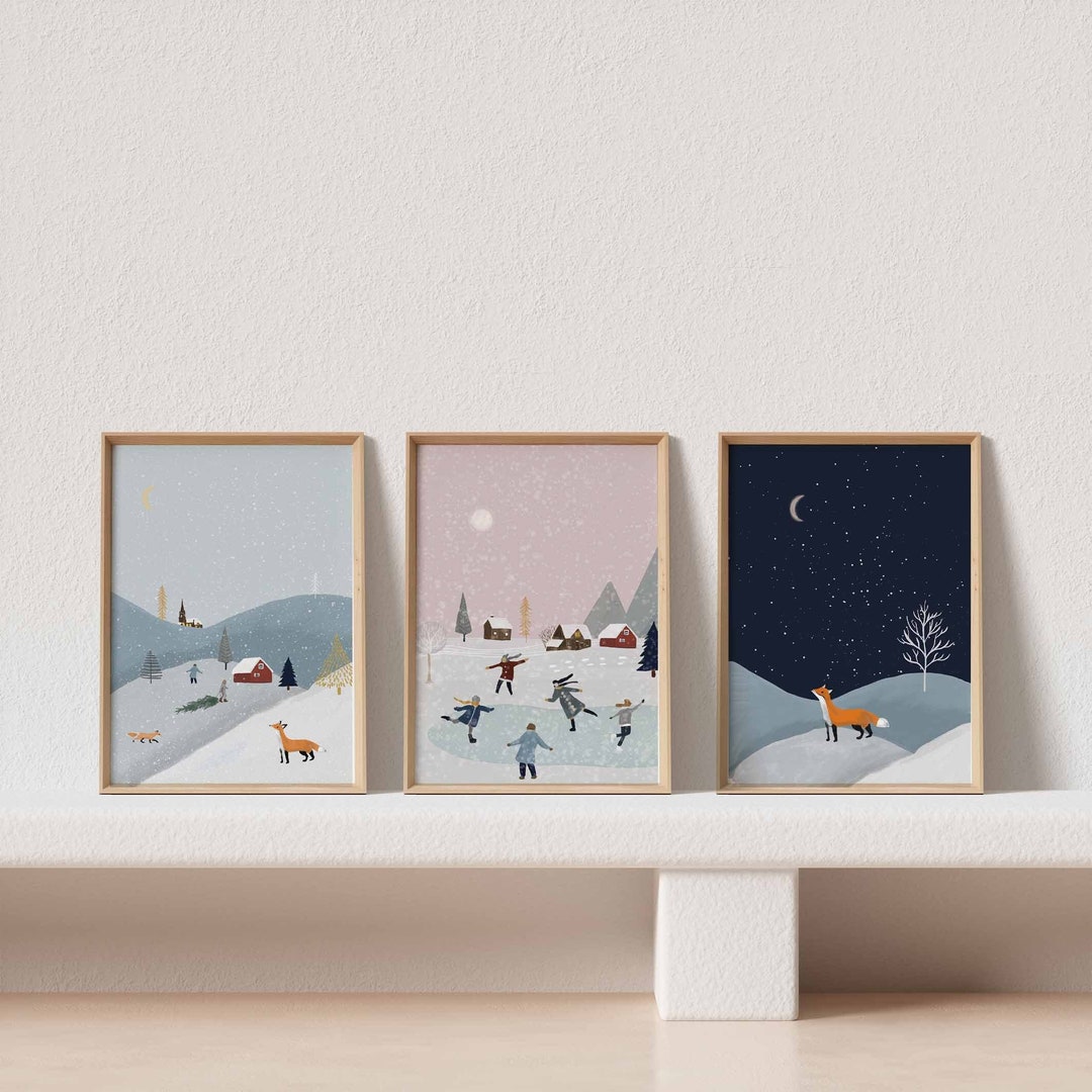 Digital Set of 3 Christmas Posters Mountains - Etsy