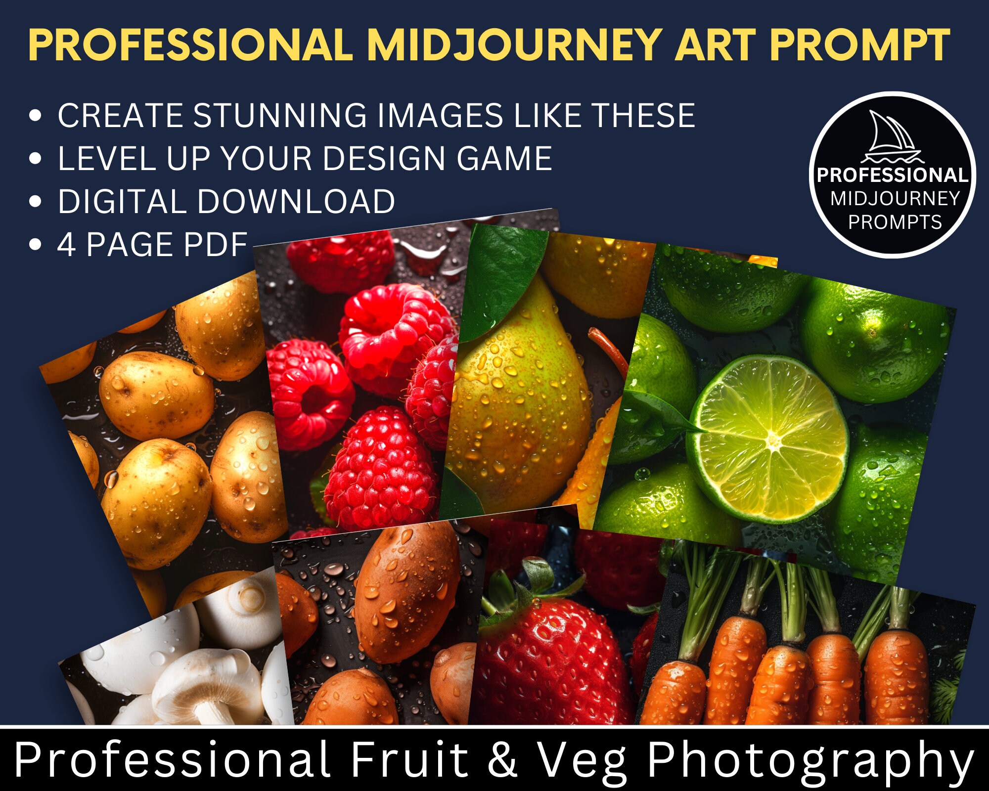Midjourney Prompt for Professional Fruit and Vegetable - Etsy