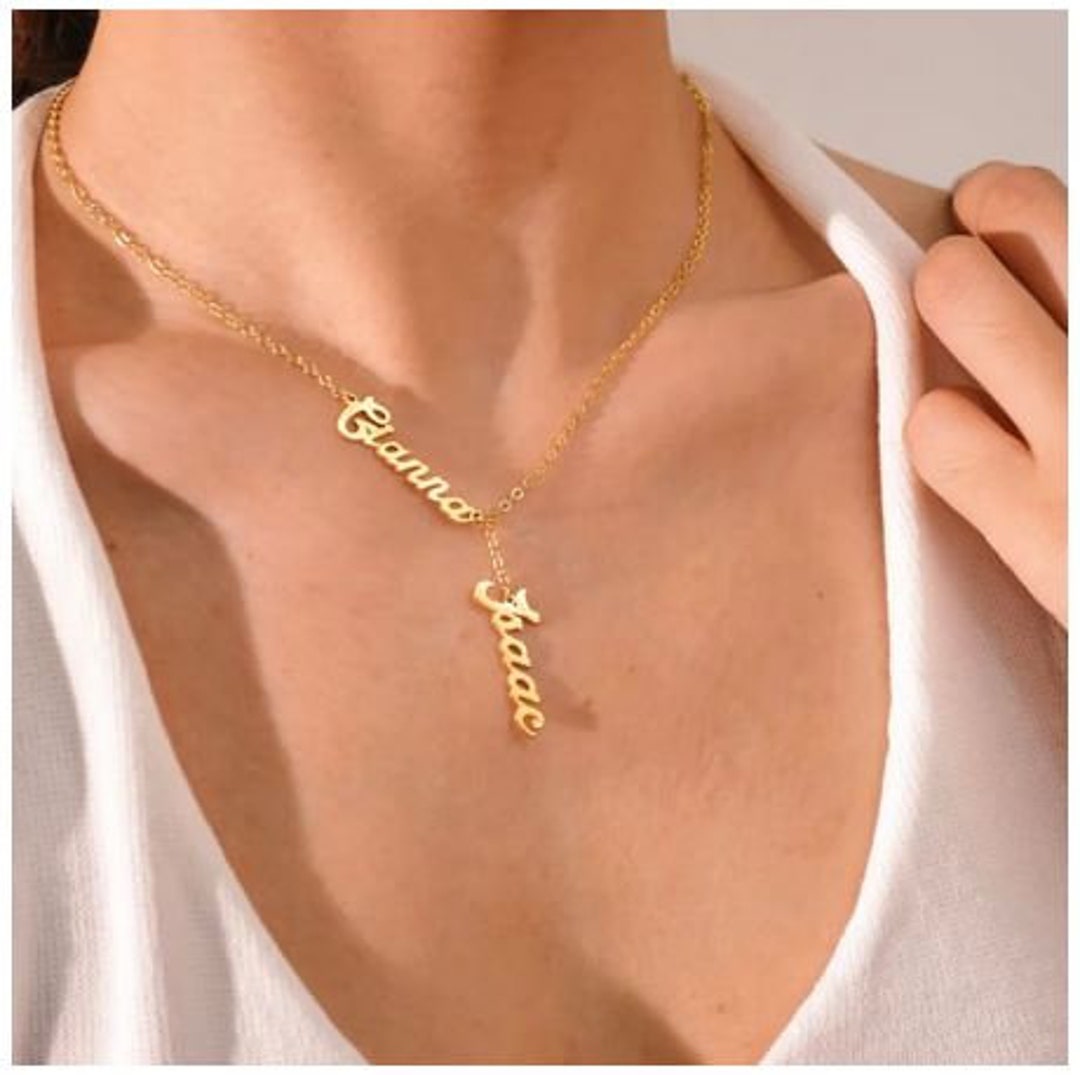 Personalized Two Name Necklace Custom Jewelry Stainless Steel Custom