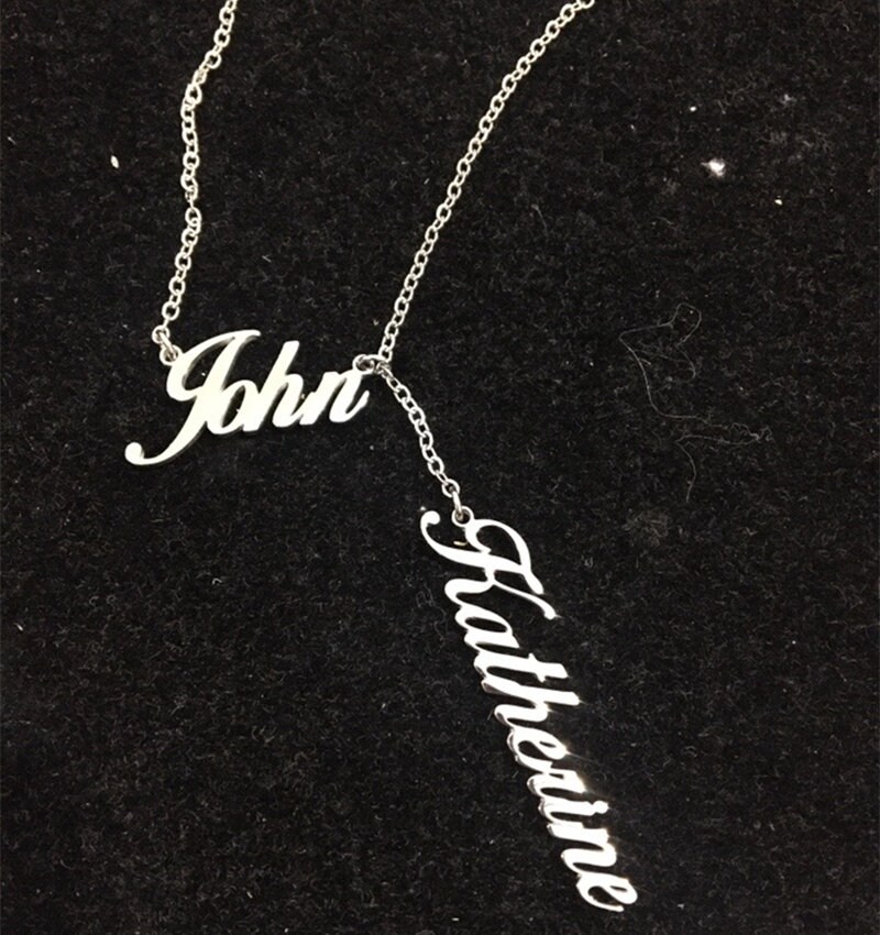 Personalized Two Name Necklace Custom Jewelry Stainless Steel Custom