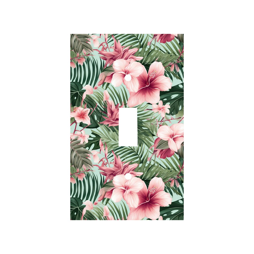 Floral Palm Tree Light Switch Plate, Palm Switch Cover Plate, Palm Tree ...