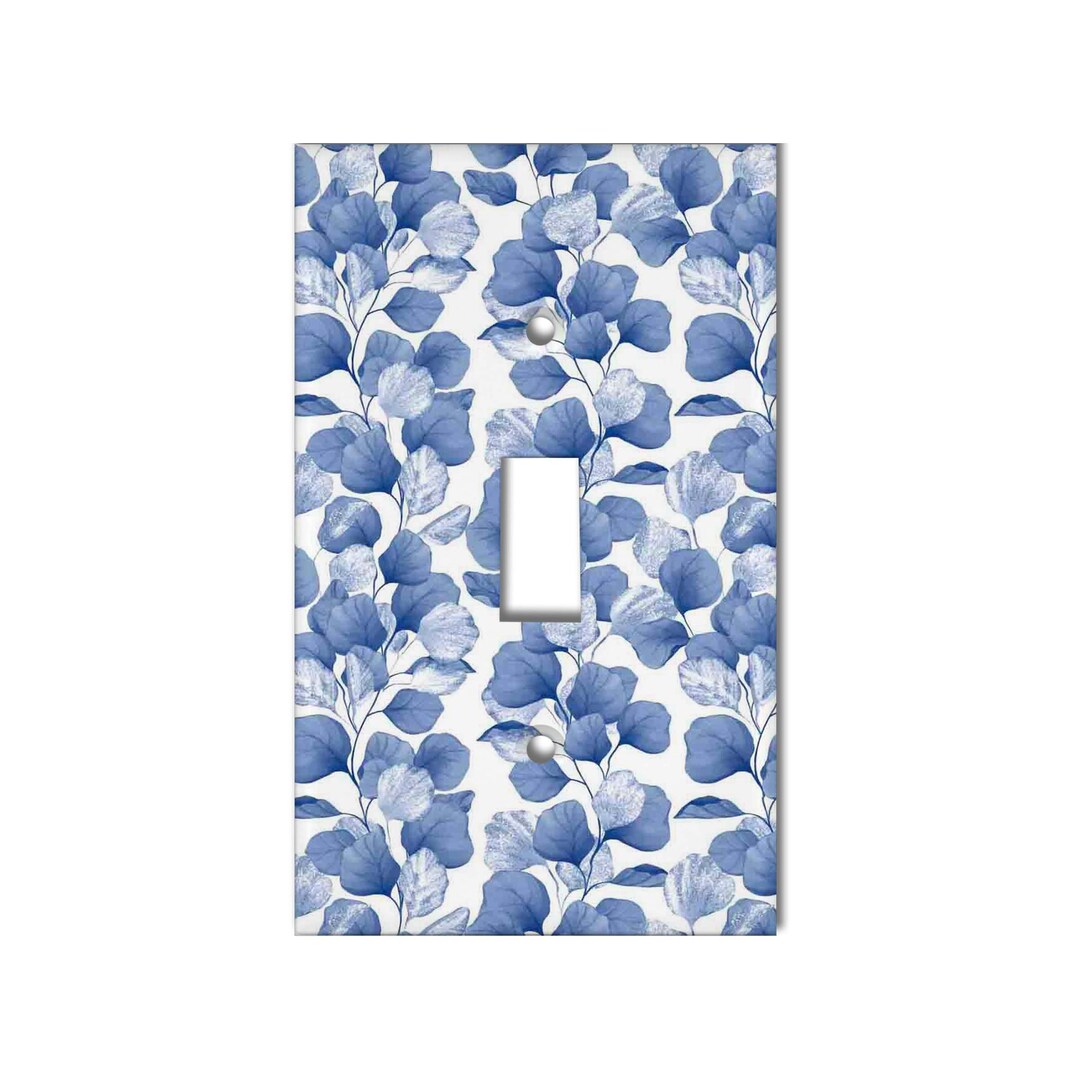 Blue Leaves Light Switch Plate, Light Switch Cover Plate, Switch Plate ...