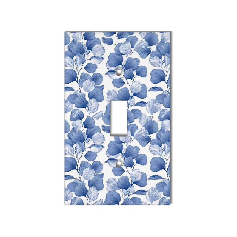 Blue Leaves Light Switch Plate, Light Switch Cover Plate, Switch Plate ...