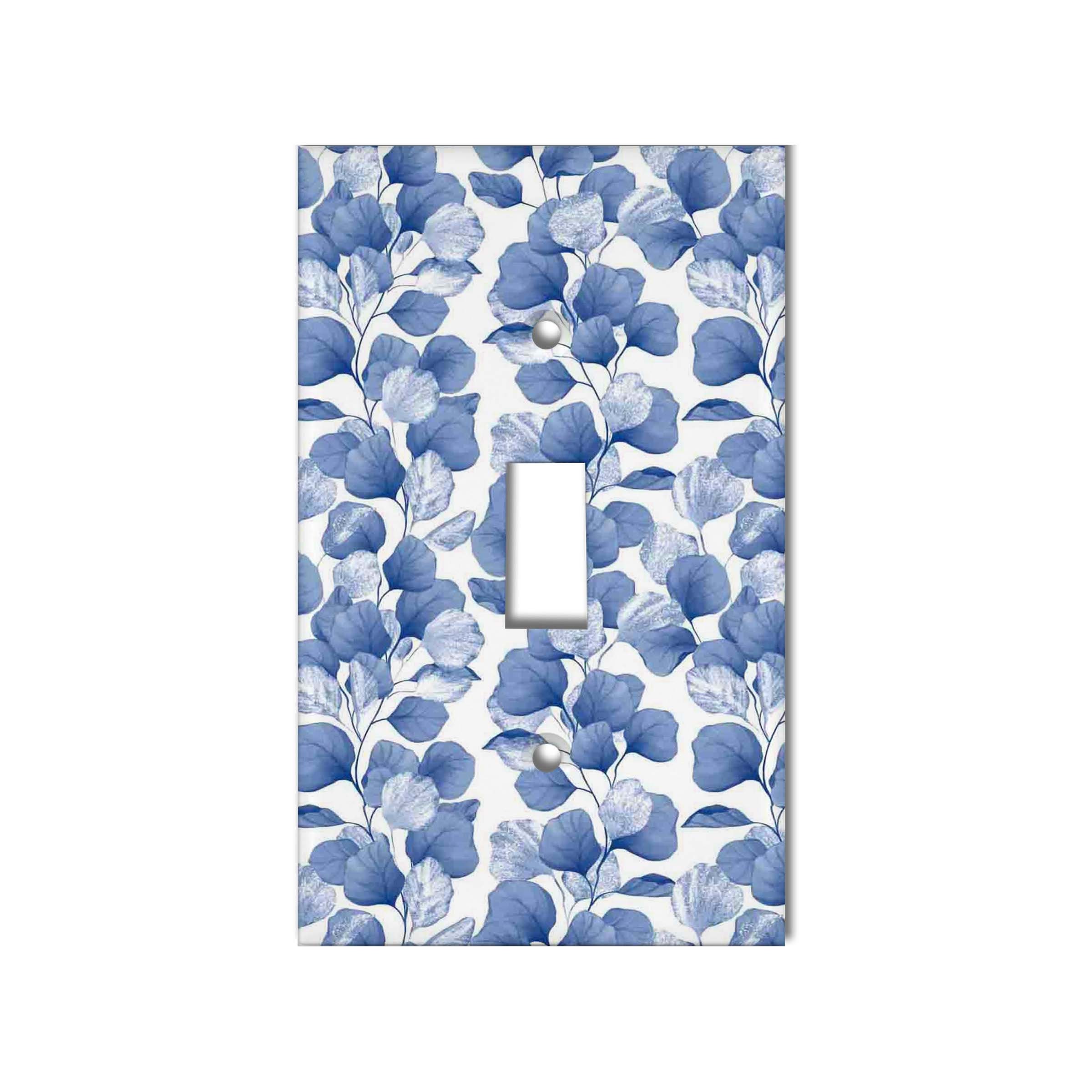 Blue Leaves Light Switch Plate, Light Switch Cover Plate, Switch Plate ...