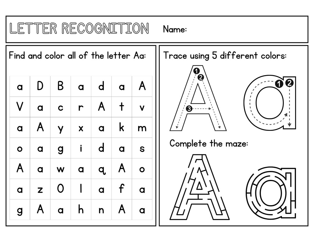 Letter Recognition and Tracing Activity | Alphabet Worksheets A-Z ...