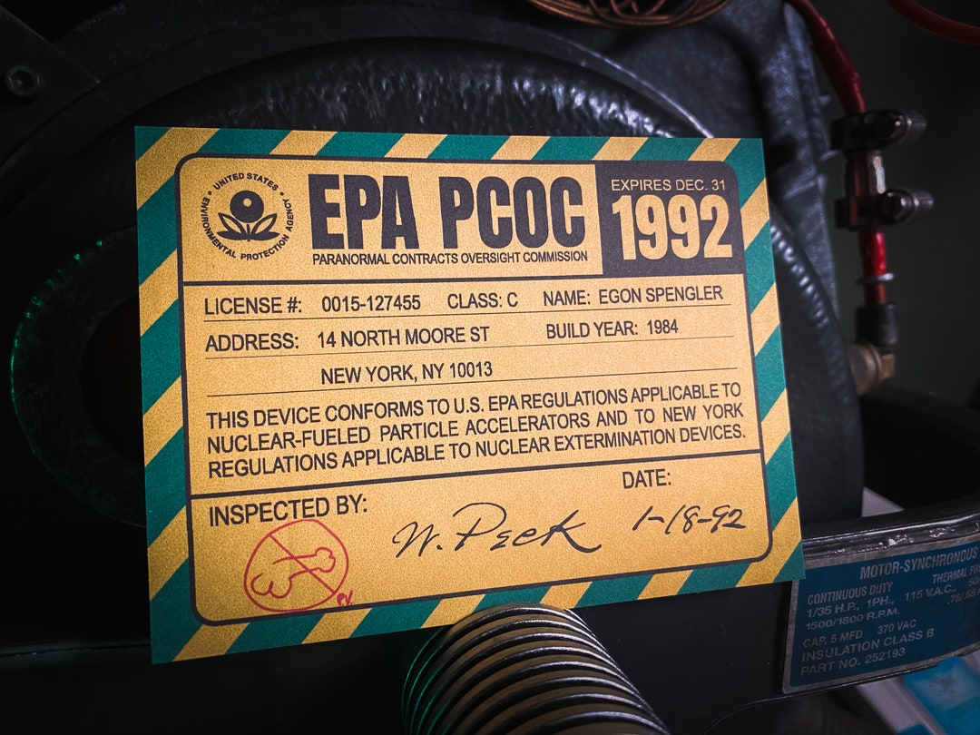 Proton Pack Sticker | EPA PCOC License | Re-usable Styro-sticker - Etsy