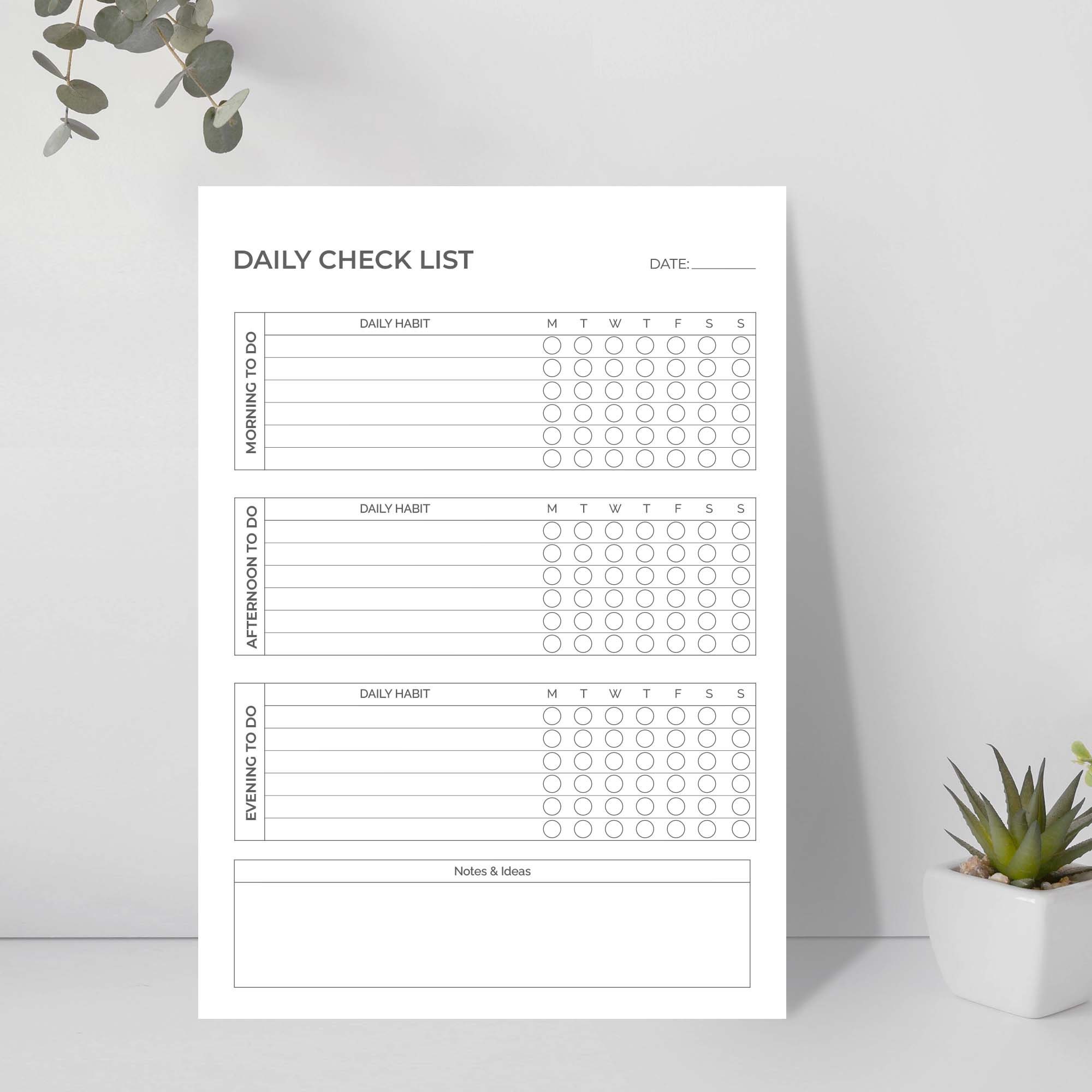 Daily Checklist Printable Daily to Do List Template Task List - Etsy