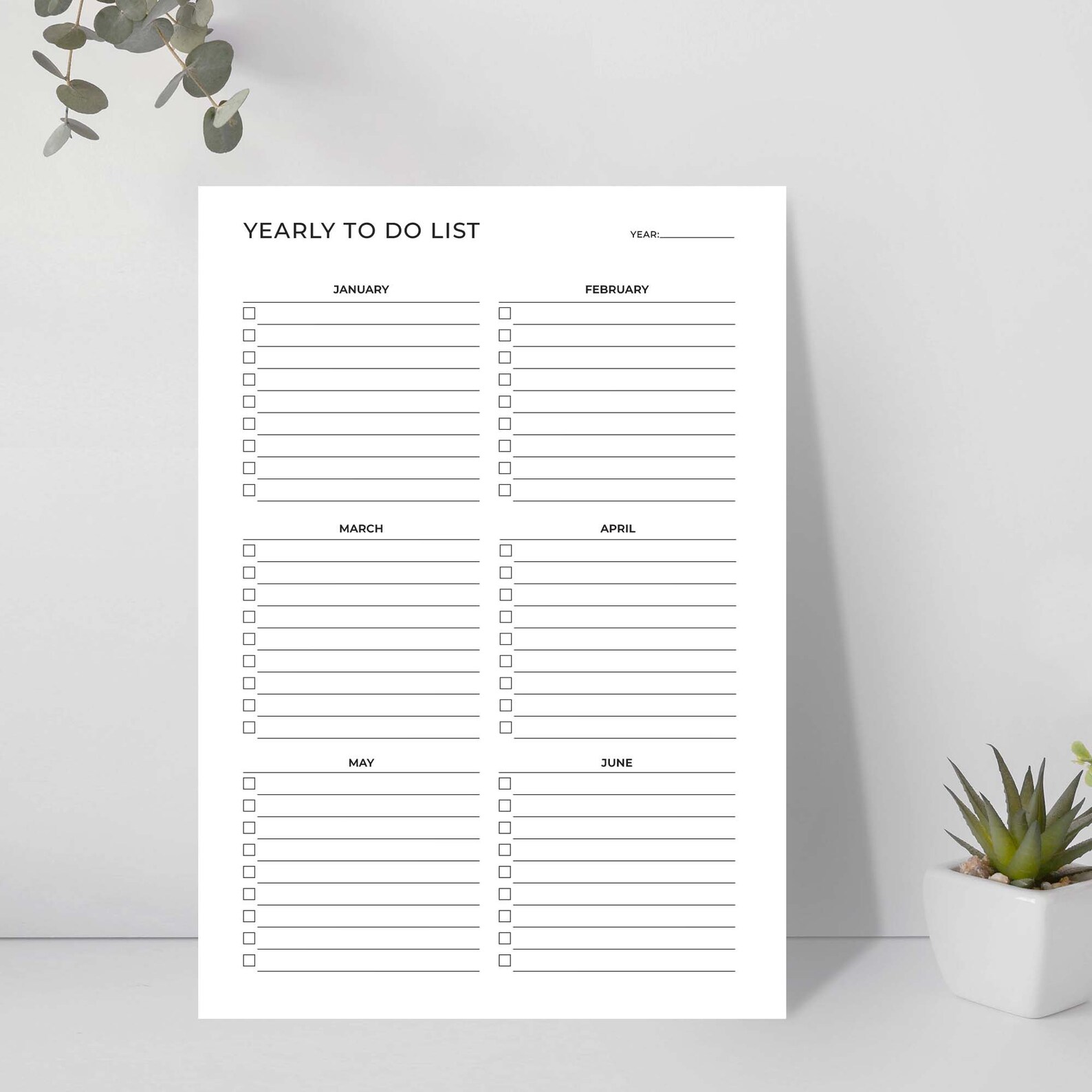Yearly to Do List on Two Pages Yearly Tasks Yearly Planner - Etsy