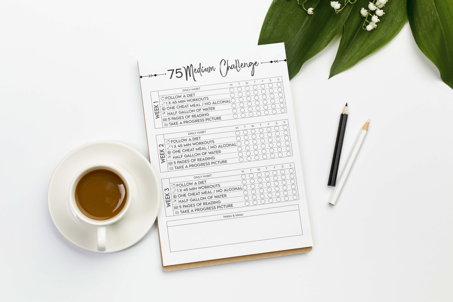 75 Medium Challenge Tracker 75 Mediam Challenge 75 Day Challenge ...