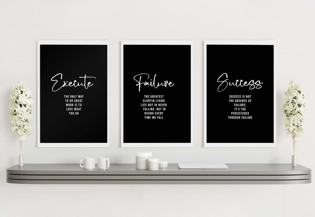Execute Failure Success Office Decor, Inspirational Print, Motivational ...