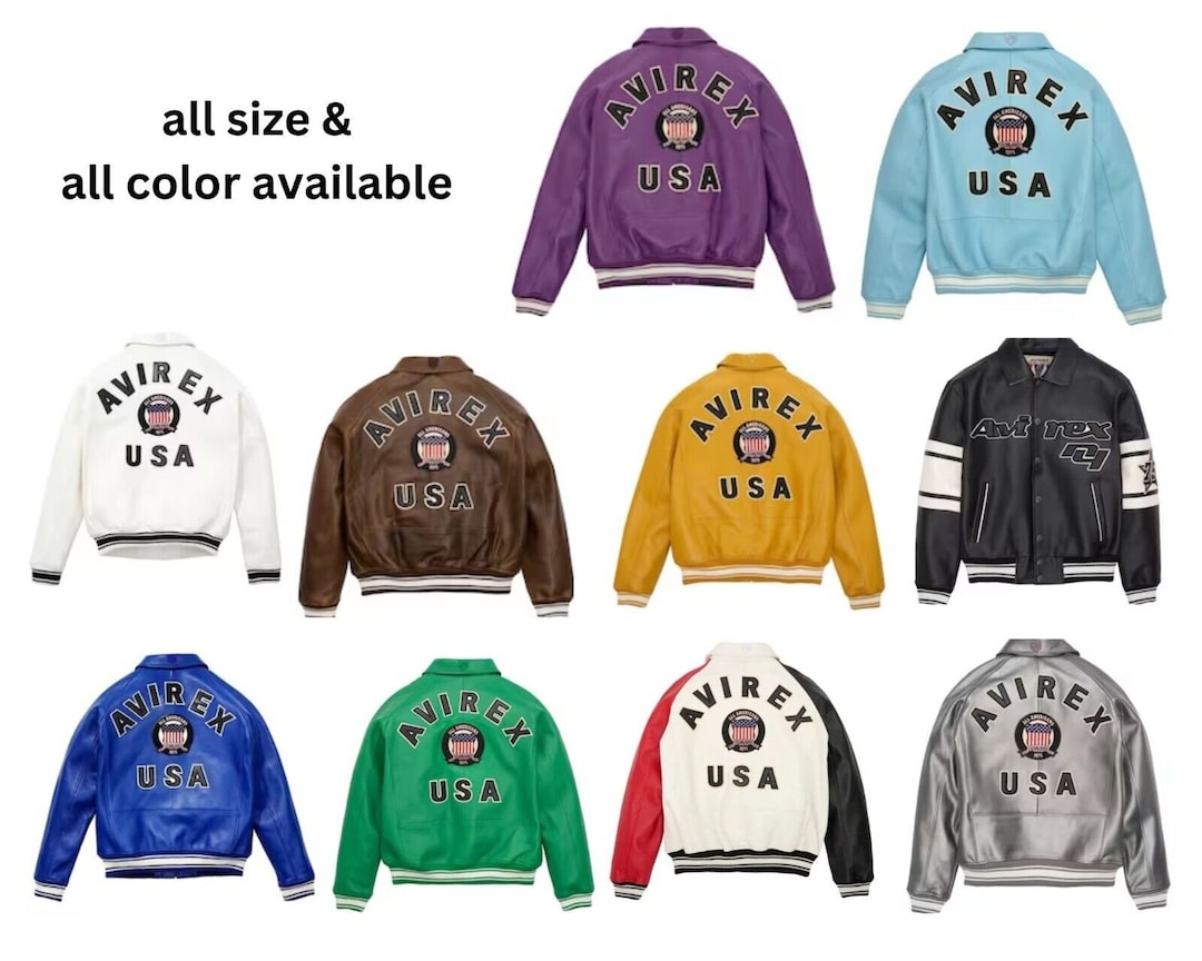 Men's Avirex Real Bomber American Flight Jacket Leather Jacket All Size and Color Are Available ...