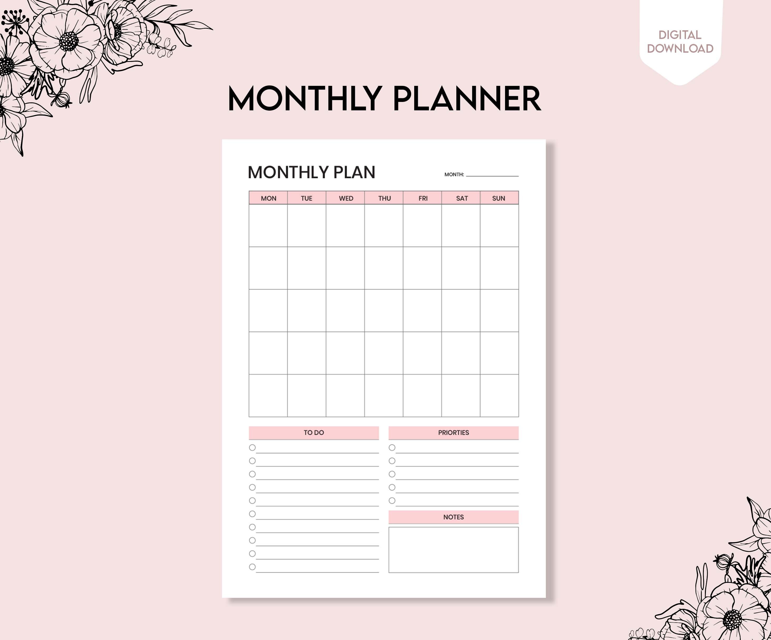 Daily Planner Weekly Planner Monthly Planner Printable Planner - Etsy