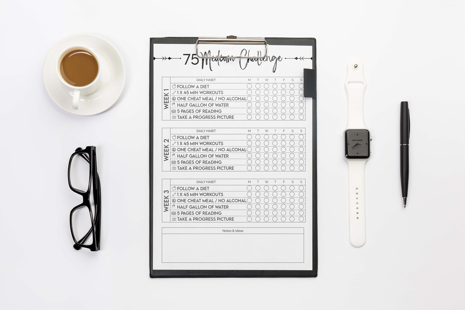 75 Medium Challenge Tracker 75 Mediam Challenge 75 Day Challenge ...