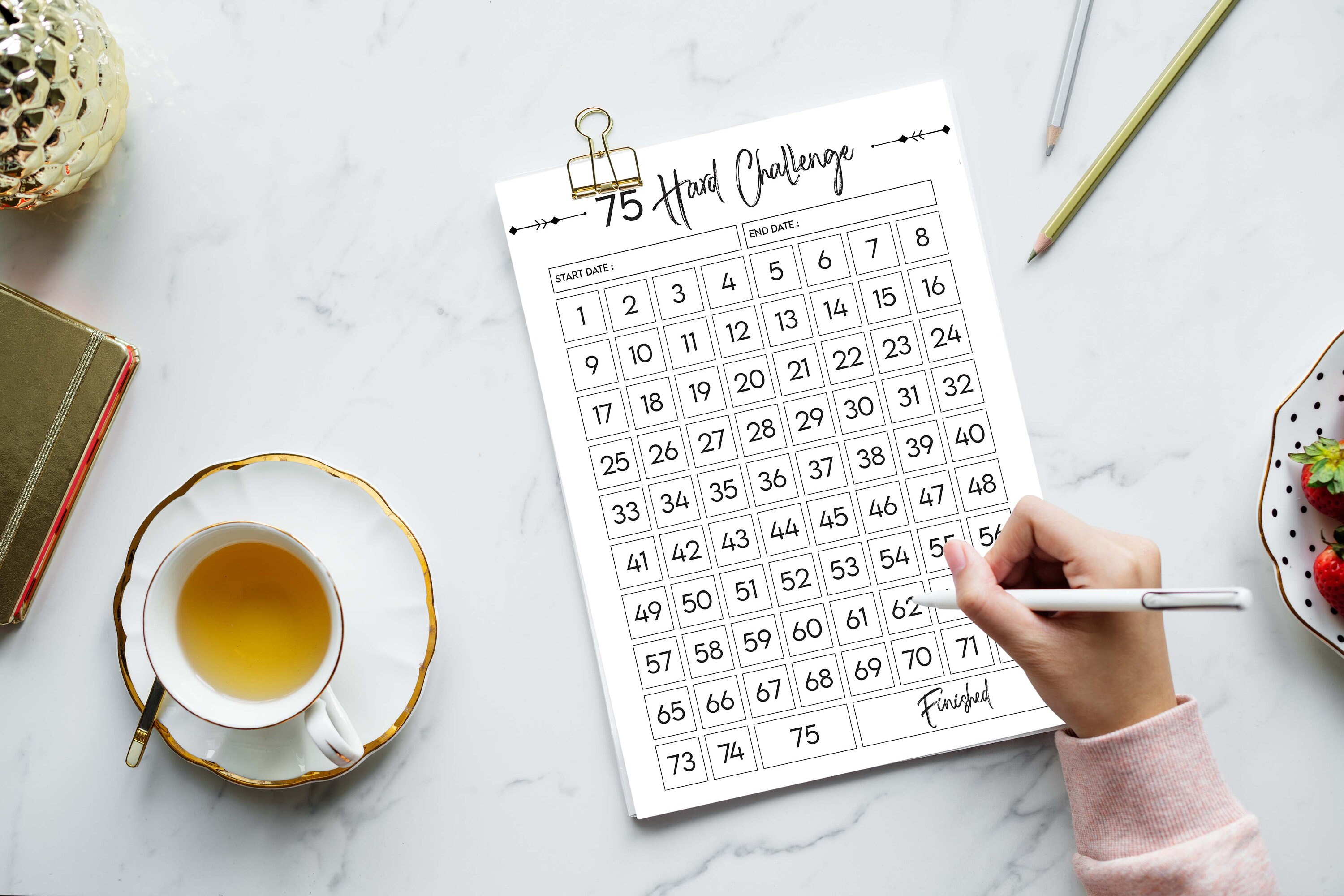 BLANK 75 Hard Challenge Tracker Black 75 Soft Challenge 75 Day - Etsy