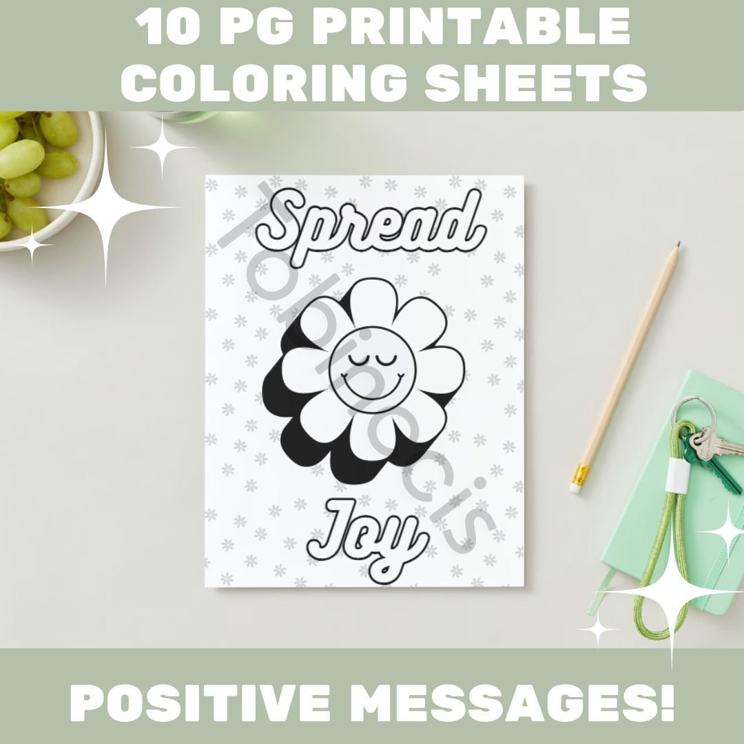 10 Pcs Printable Coloring Sheets Affirmation Messages Positive Messages ...
