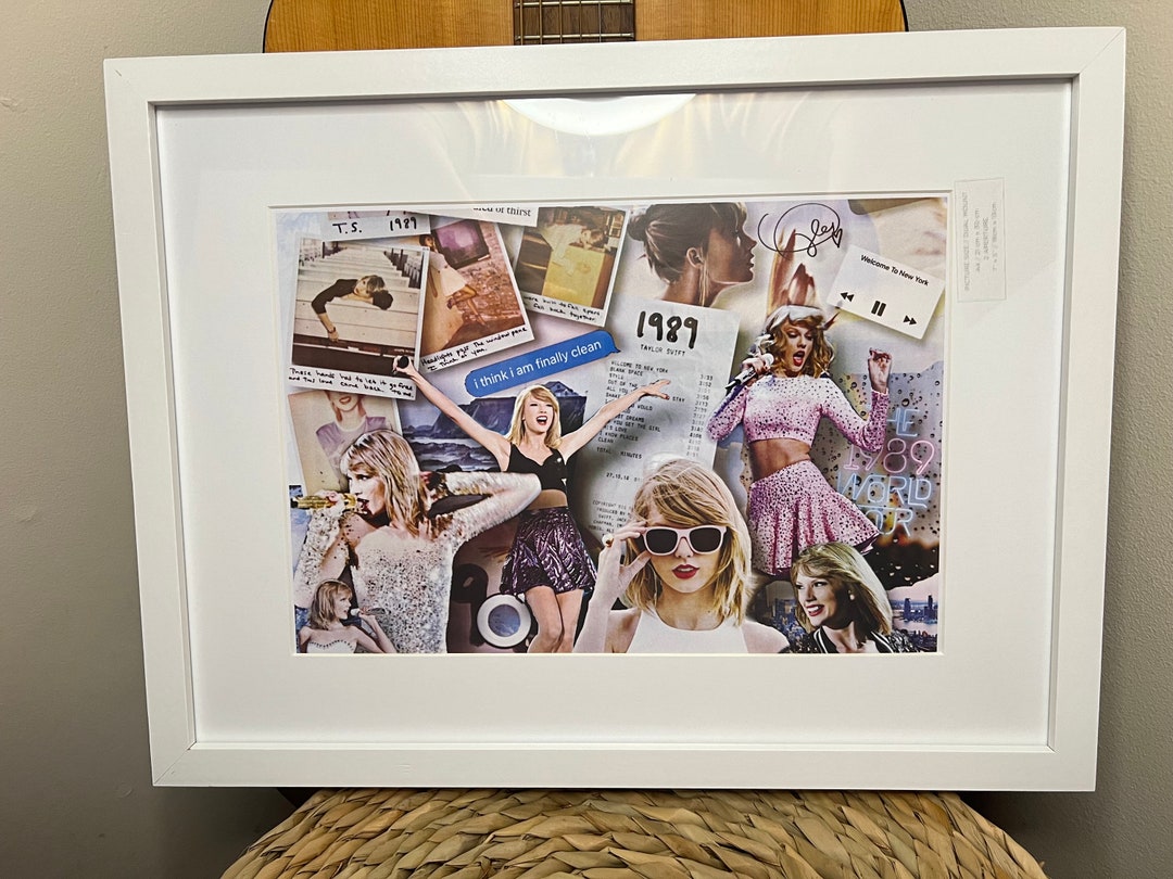Brand New Stylish Taylor Swift Collage Art Chic White Wooden Frame ...