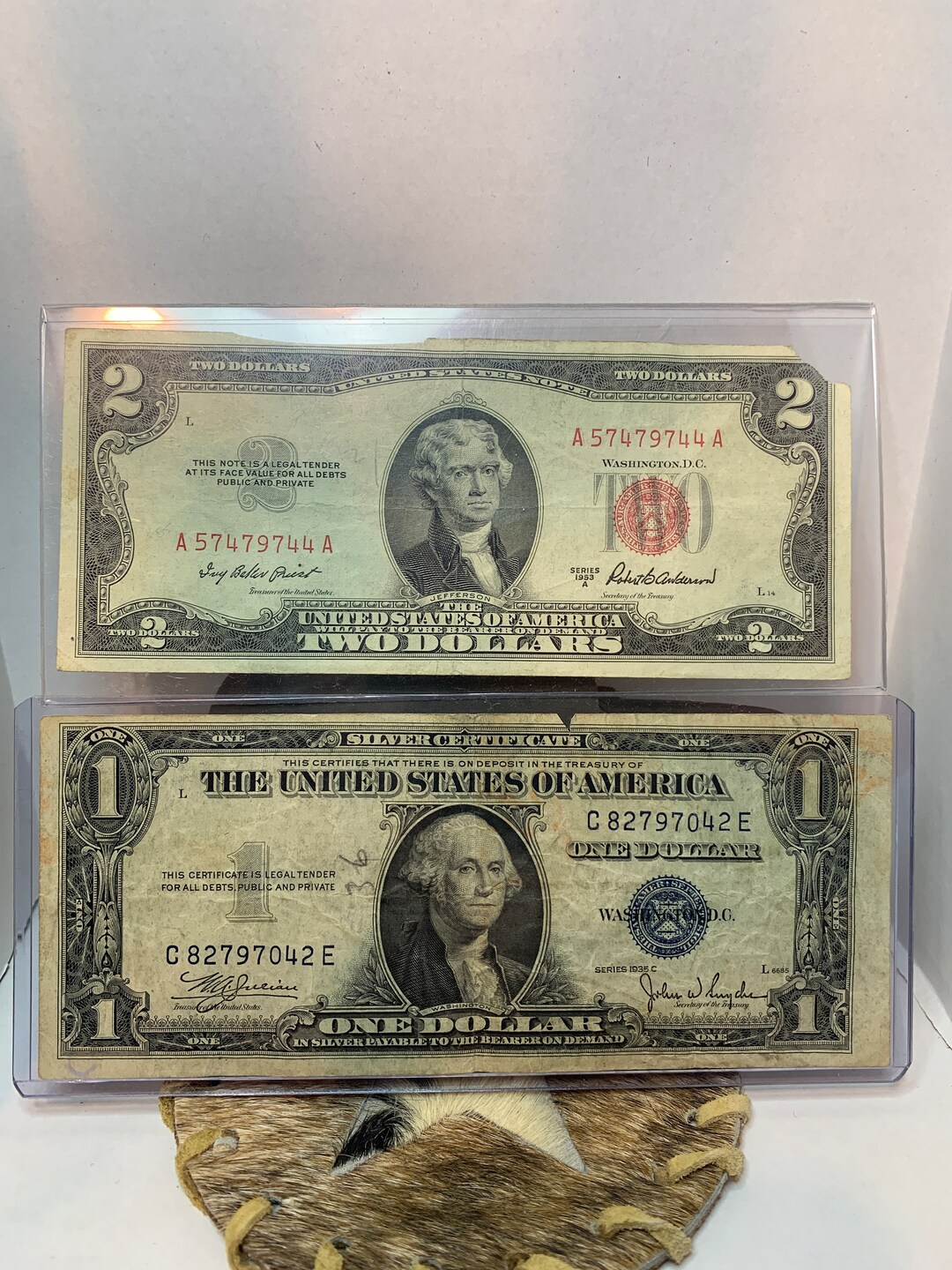 Red Label 2 Dollar Bill and 1 Dollar Silver Certificate Set - Etsy