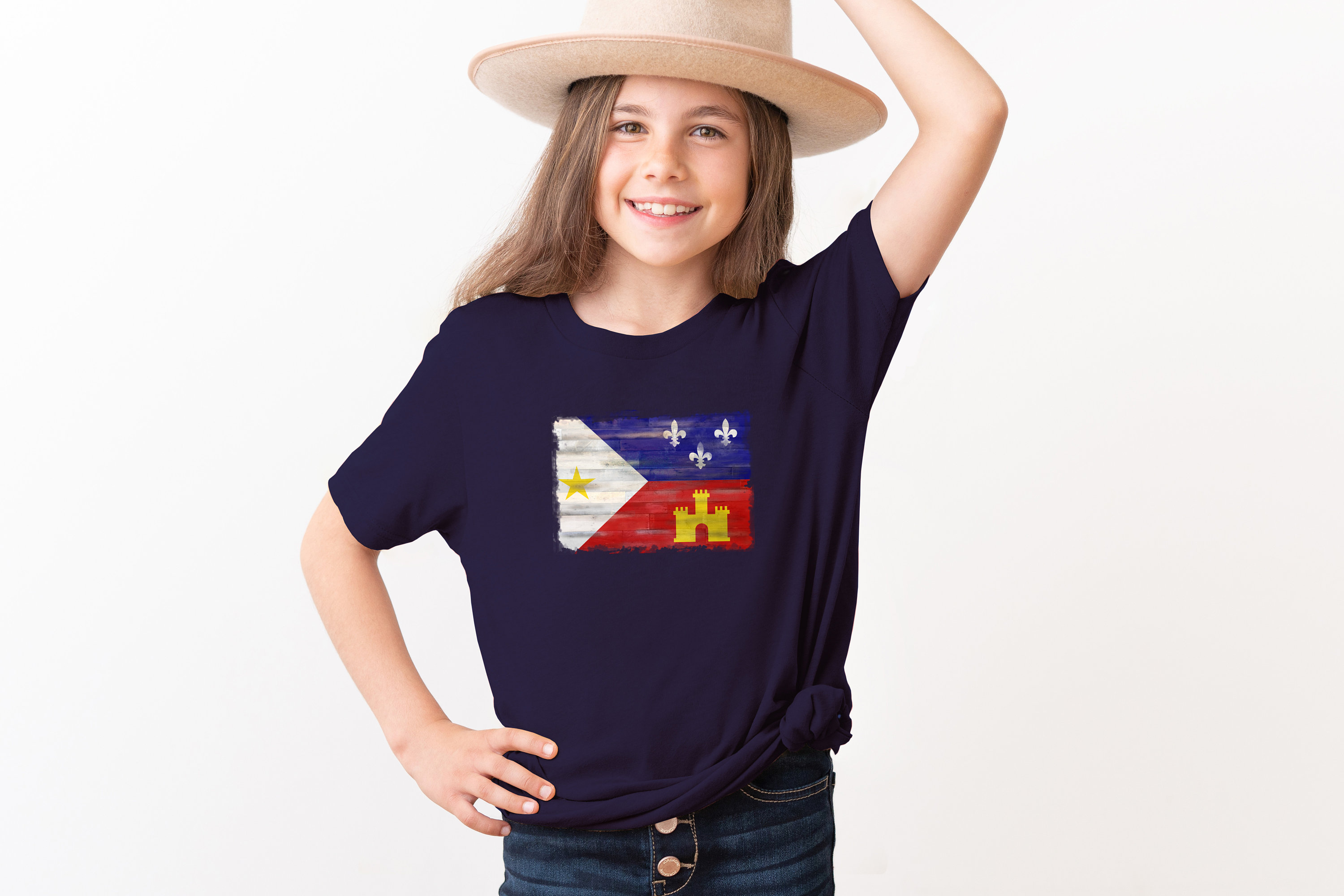 Child's Cajun Shirt, Acadian Flag Distressed, Gifts for Cajuns ...