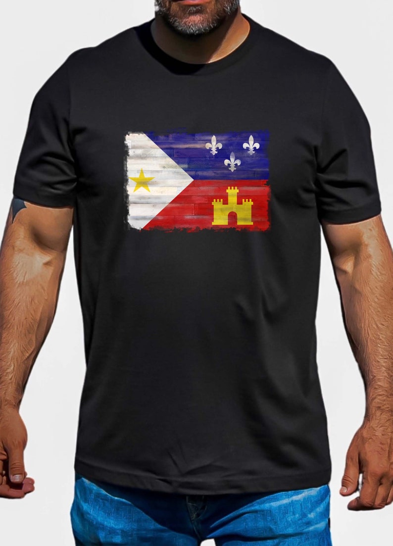 Cajun Shirt, Acadian Flag Distressed, Gifts for Cajuns, Lafayette La ...